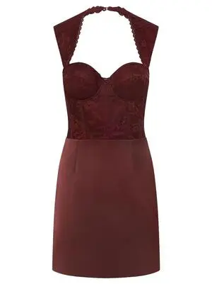 Rebecca Vallance Avalon Lace-bodice Mini Dress - Red