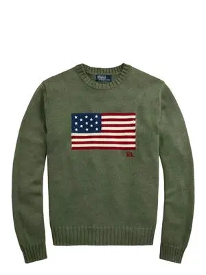 Ralph Lauren Flag-embroidered Crewneck Sweater - Green
