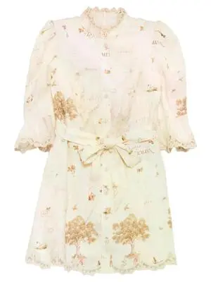 Zimmermann Applique Mini Dress - Neutrals