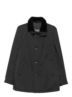 Herno Button Coat With Velvet Collar - Grey