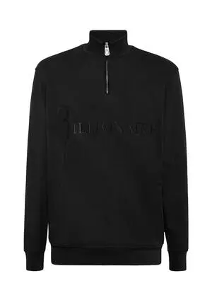 BILLIONAIRE Embroidered Logo Half-zip Sweatshirt - Black