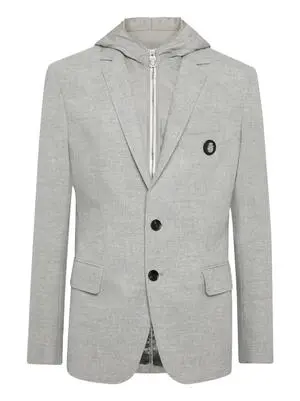 BILLIONAIRE Hooded Buttoned Blazer - Grey