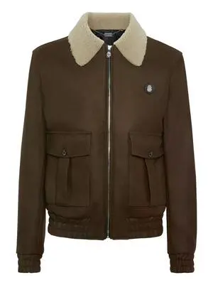 BILLIONAIRE Shearling-collared Wool Jacket - Brown