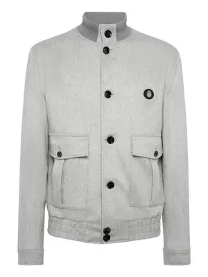BILLIONAIRE Buttoned Bomber Jacket - Grey