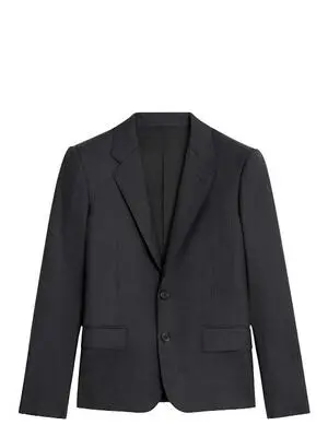 Celine Striped Wool Short Jacket - Navy Blue/craie