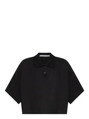 Alexander Wang Short Sleeve Cropped Polo T-shirt - Black