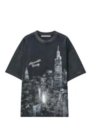 Alexander Wang Allover Hotfix Graphic Short Sleeve T-shirt - Washed Black