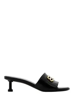 Balenciaga Groupie 50mm Leather Mule Sandals - Black