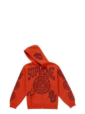 Supreme Knowledge Reigns Zip Up Hooded Sweatshirt - Red