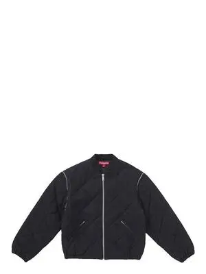 Supreme Zip-off Sleeve Quilted Bomber Jacket - Black