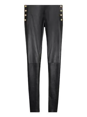 Celine Side Snap Lambskin Skinny Jeans - Black