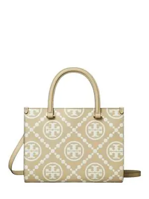 Tory Burch T Monogram Embossed Square Tote Bag - Beige
