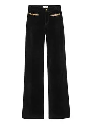 Celine Jane Low-rise Flare Velvet Jeans With Chains - Black