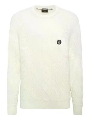 BILLIONAIRE Cable-knit Crew-neck Sweater - White