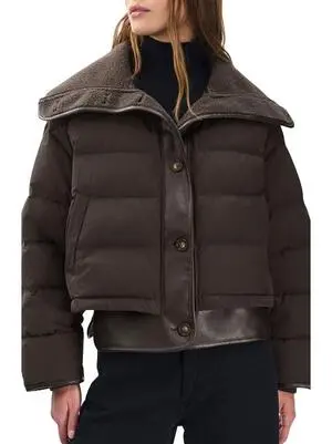 Rag & Bone Faux Leather And Faux Shearling Down-and-Feather Fill Jacket Brown