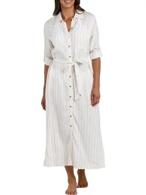 La Blanca Delphine Coast Button Front Shirtdress - Cream