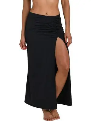 La Blanca Island Goddess Side Slit Cover-up Skirt - Black