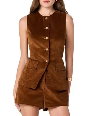 Astr The Label Corduroy Cutaway Vest - Nutmeg
