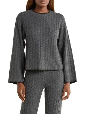 UGG Rylynn Cable Flare Sleeve Sweater - Charcoal Heather