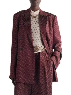 Dries Van Noten Bafya Double-breasted Jacquard Blazer - Burgundy