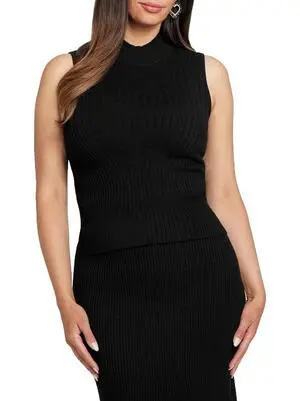 MARCIANO Agathe Mock Neck Sleeveless Sweater - Black-black