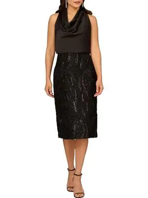 Aidan Mattox 3d Embroidered Sleeveless Cocktail Dress - Black
