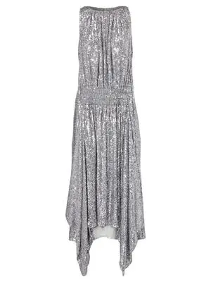 Rabanne Sequined Gathered Cocktail Dress - Silver