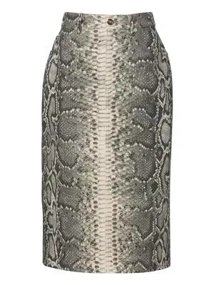 Gabriela Hearst Adelaide Snake-print Cotton Midi Skirt - Grey