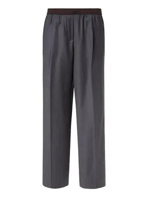 Miu Miu Pinstripe Virgin Wool Straight Pants - Grey