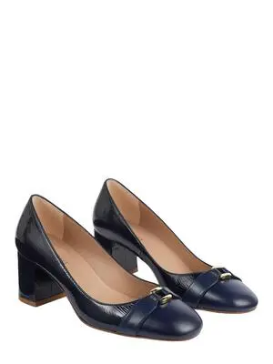 LK BENNETT Kate Leather Pumps - Navy