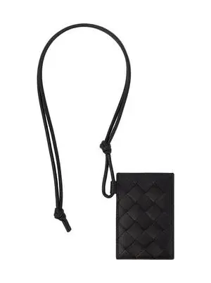 Bottega Veneta Intrecciato Leather Luggage Tag - Black
