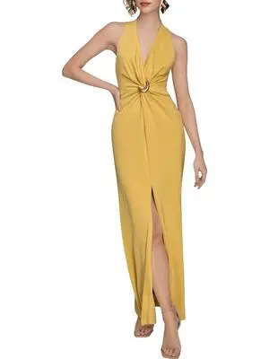 Donna Karan New York Twisted Sleeveless Gown - Chartreuse