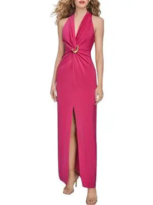 Donna Karan New York Twisted Sleeveless Gown - Hot Fuchsia