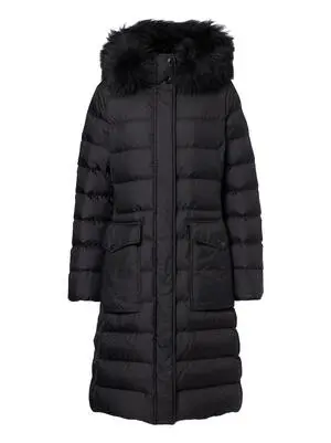 Moncler Hooded Shearling-trimmed Down Jacket - Black