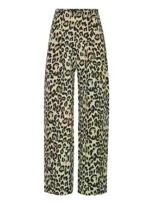 ROTATE BY BIRGER CHRISTENSEN Pleated Leopard-print Trousers - Brown