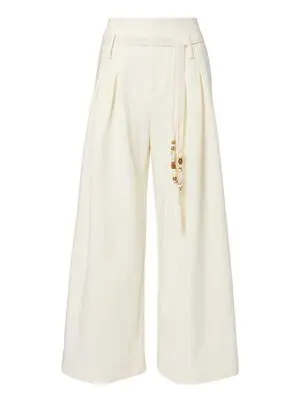 XU ZHI Pleated High-rise Wide-leg Pants - Neutrals