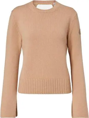 Moncler Cutout Wool And Cashmere Sweater - Beige