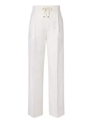 Moncler Pleated Wool Straight Pants - White