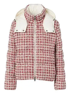 Moncler Andronne Checked Tweed Down Jacket - Red
