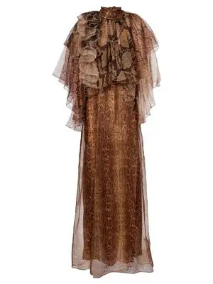 Zimmermann Memento Ruffled Silk Gown - Brown