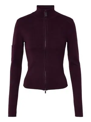 Victoria Beckham Wool-blend Zip-up Sweater - Burgundy