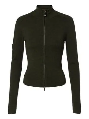 Victoria Beckham Wool-blend Zip-up Sweater - Green