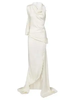 Victoria Beckham Draped Crêpe Satin Gown - White