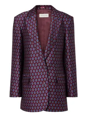 Dries Van Noten Printed Wool-blend Blazer - Burgundy
