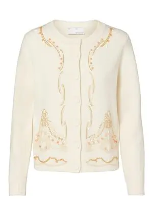 XU ZHI Embellished Wool Cardigan - White