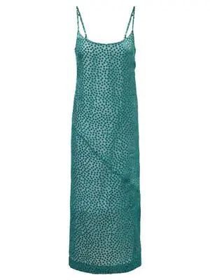 Dries Van Noten Polka-dot Devoré Slip Dress - Green
