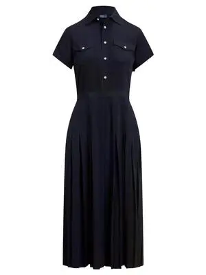 Polo Ralph Lauren Pleated Pocket Midi Dress - Blue
