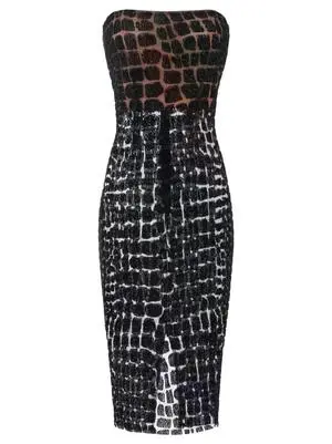 Elisabetta Franchi Crocodile-effect Midi Dress - Black