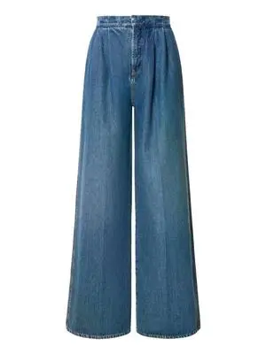 Alberta Ferretti Pleated Wide-leg Jeans - Blue