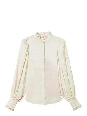 TWINSET Jacquard-Satin Ruffled Shirt